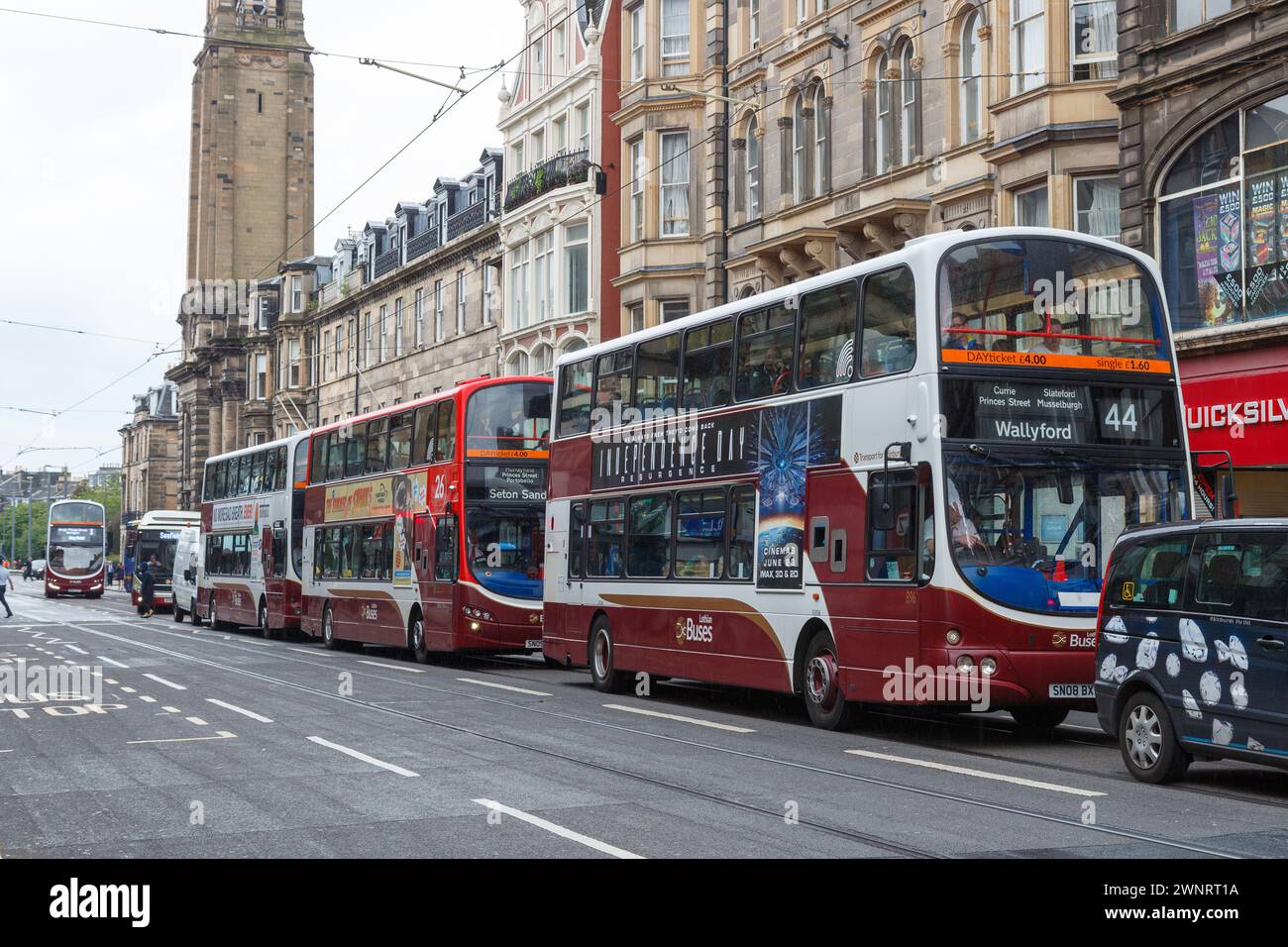 Buses queuing in Edinburgh Stock Photo - Alamy