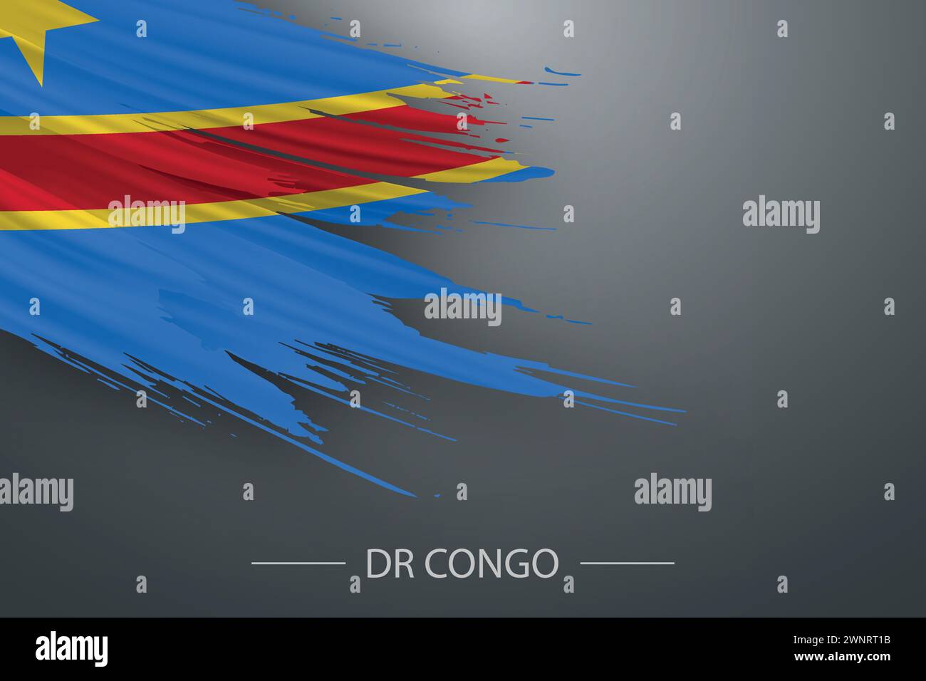 3d grunge brush stroke flag of DR Congo, Template poster design Stock ...