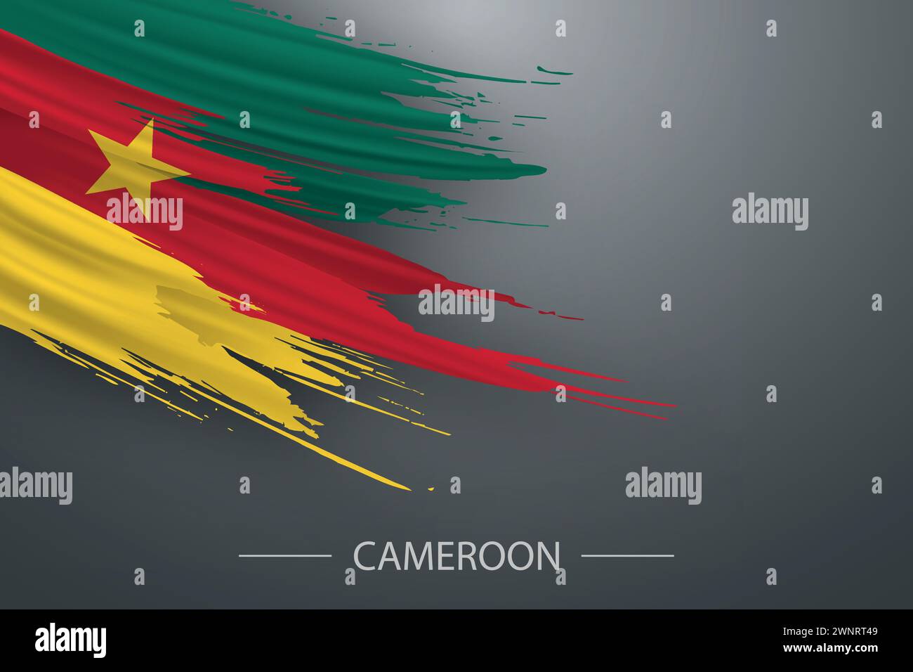 3d grunge brush stroke flag of Cameroon, Template poster design Stock ...