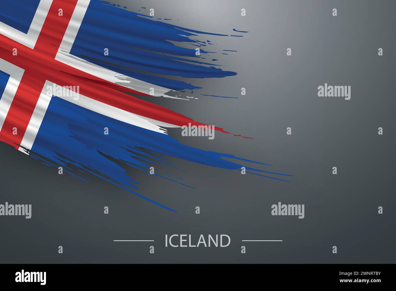3d grunge brush stroke flag of Iceland, Template poster design Stock ...