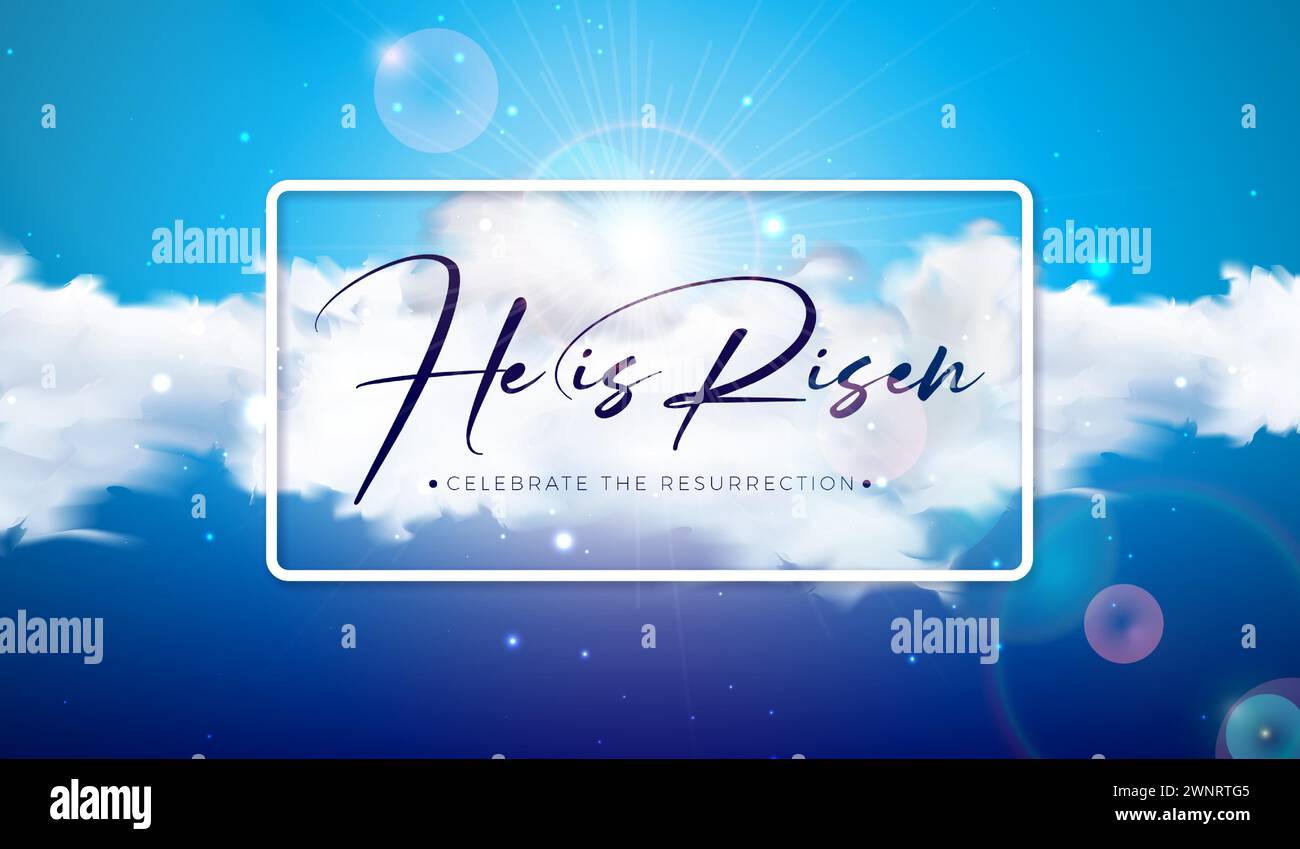 Easter Holiday Illustration with Cloud on Sunny Sky Background. He is ...