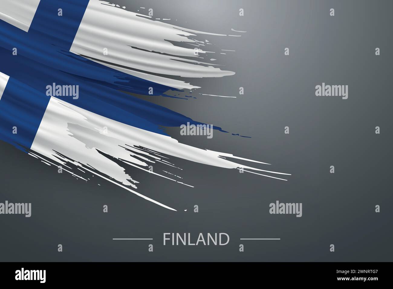 3d grunge brush stroke flag of Finland, Template poster design Stock ...