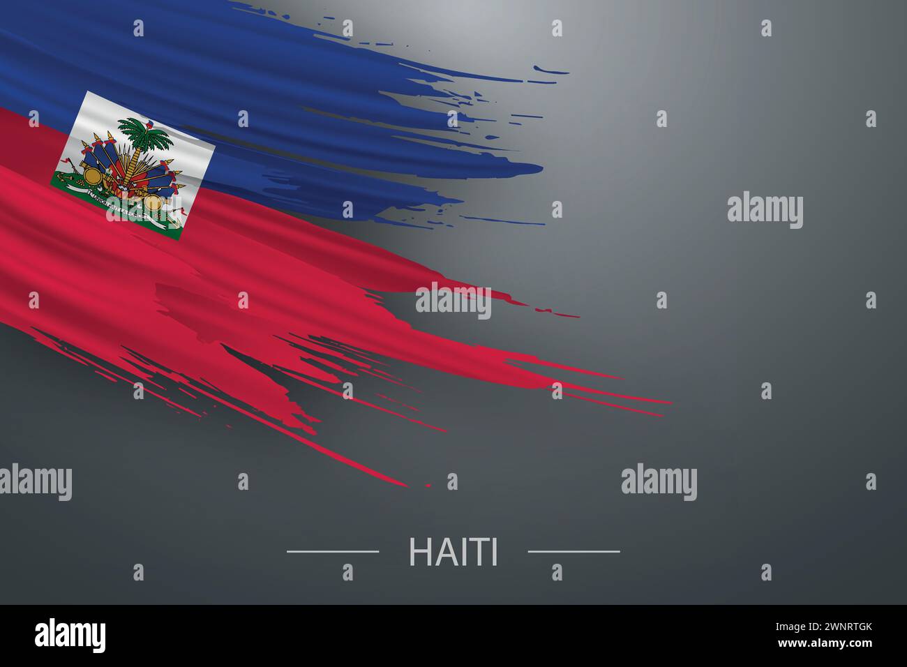 3d grunge brush stroke flag of Haiti, Template poster design Stock ...