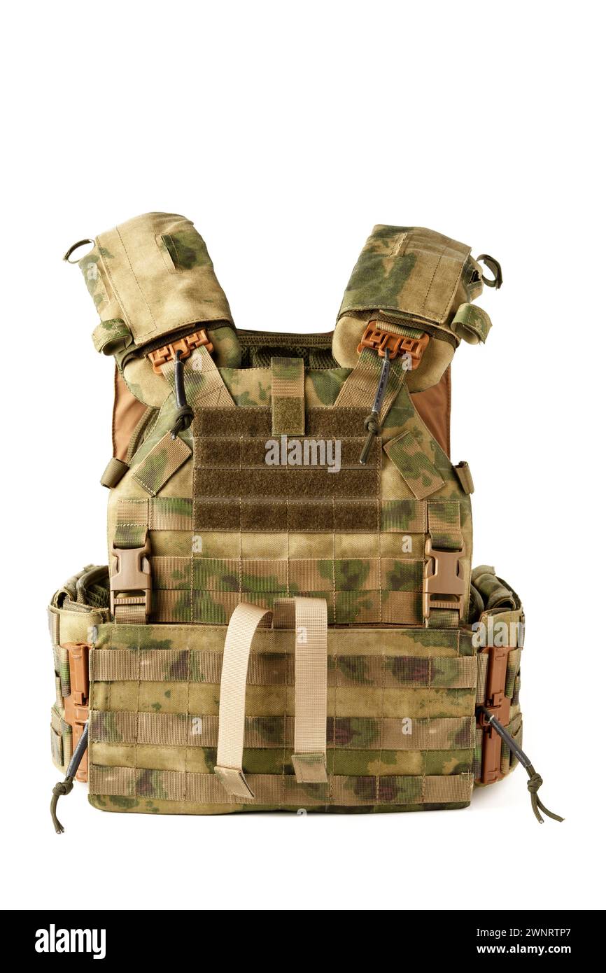 Camouflage bulletproof vest isolated on white background Stock Photo ...
