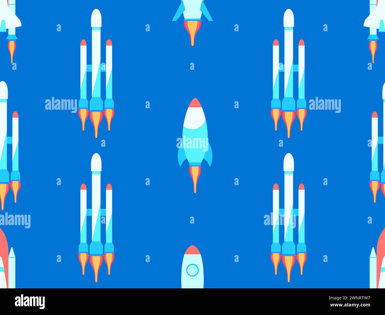 Spaceships seamless pattern. Orbital launch vehicle. Space rockets in ...