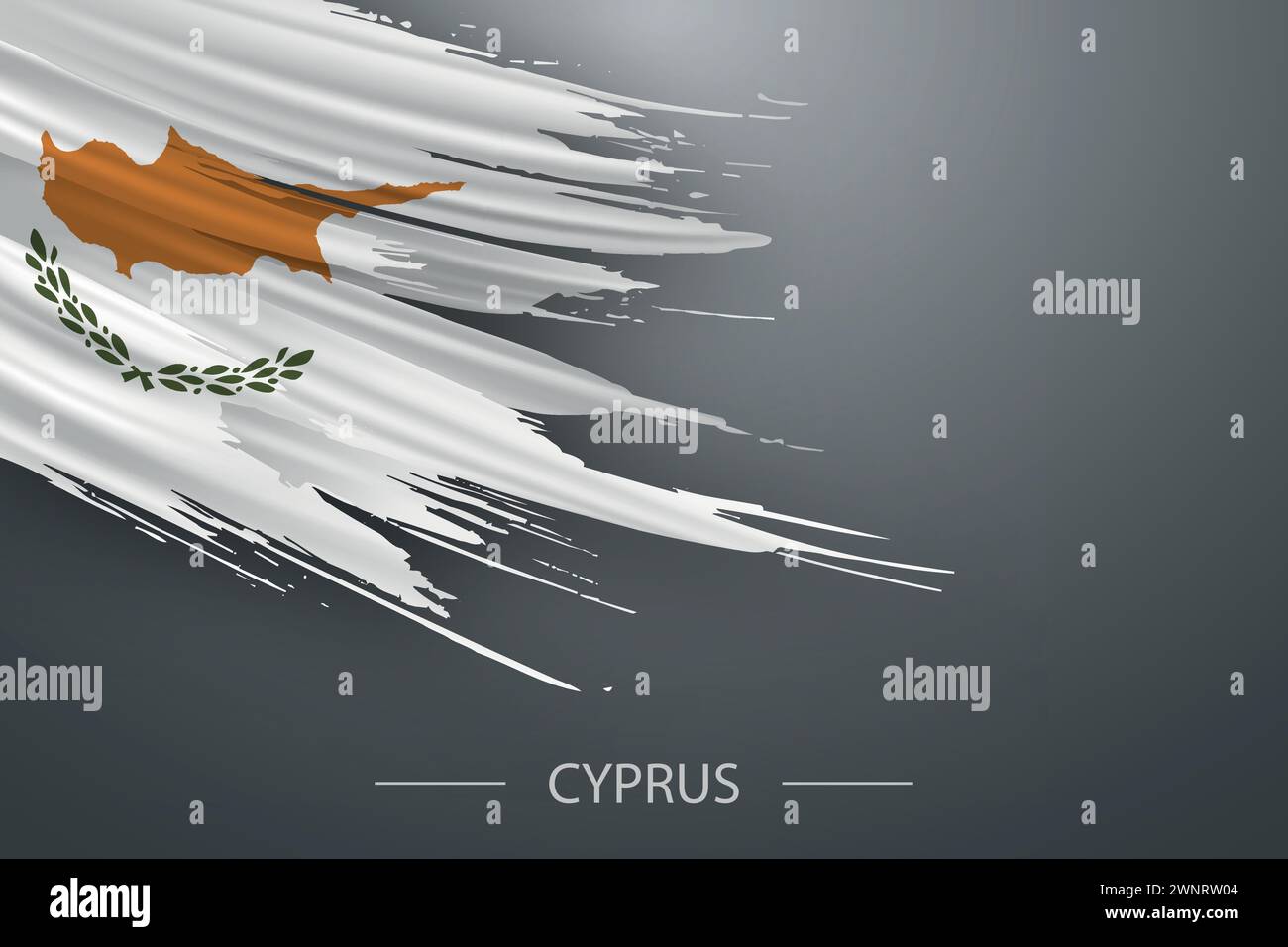 3d grunge brush stroke flag of Cyprus, Template poster design Stock ...