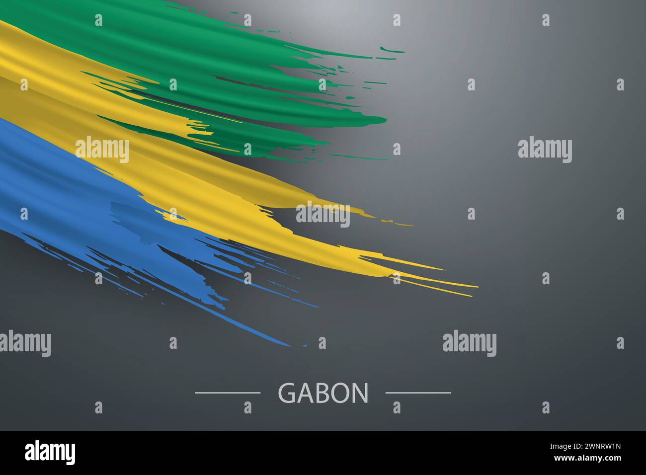 3d grunge brush stroke flag of Gabon, Template poster design Stock ...