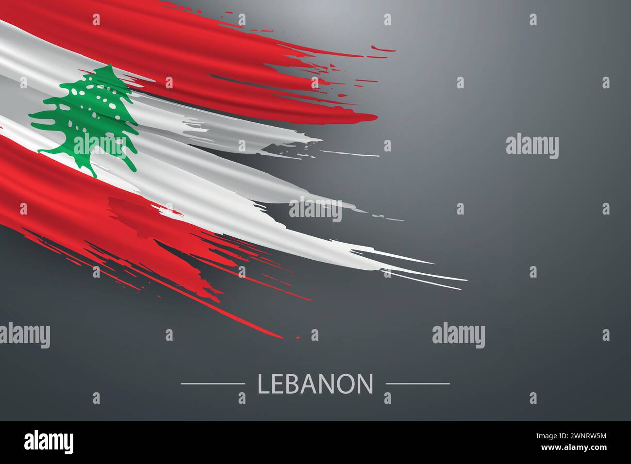 3d grunge brush stroke flag of Lebanon, Template poster design Stock ...