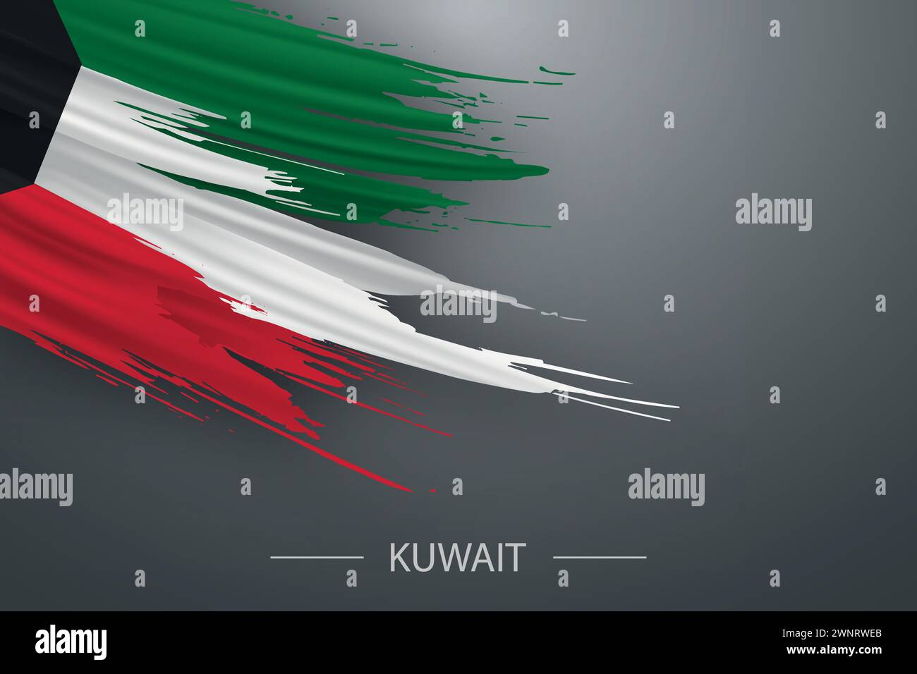 3d grunge brush stroke flag of Kuwait, Template poster design Stock ...
