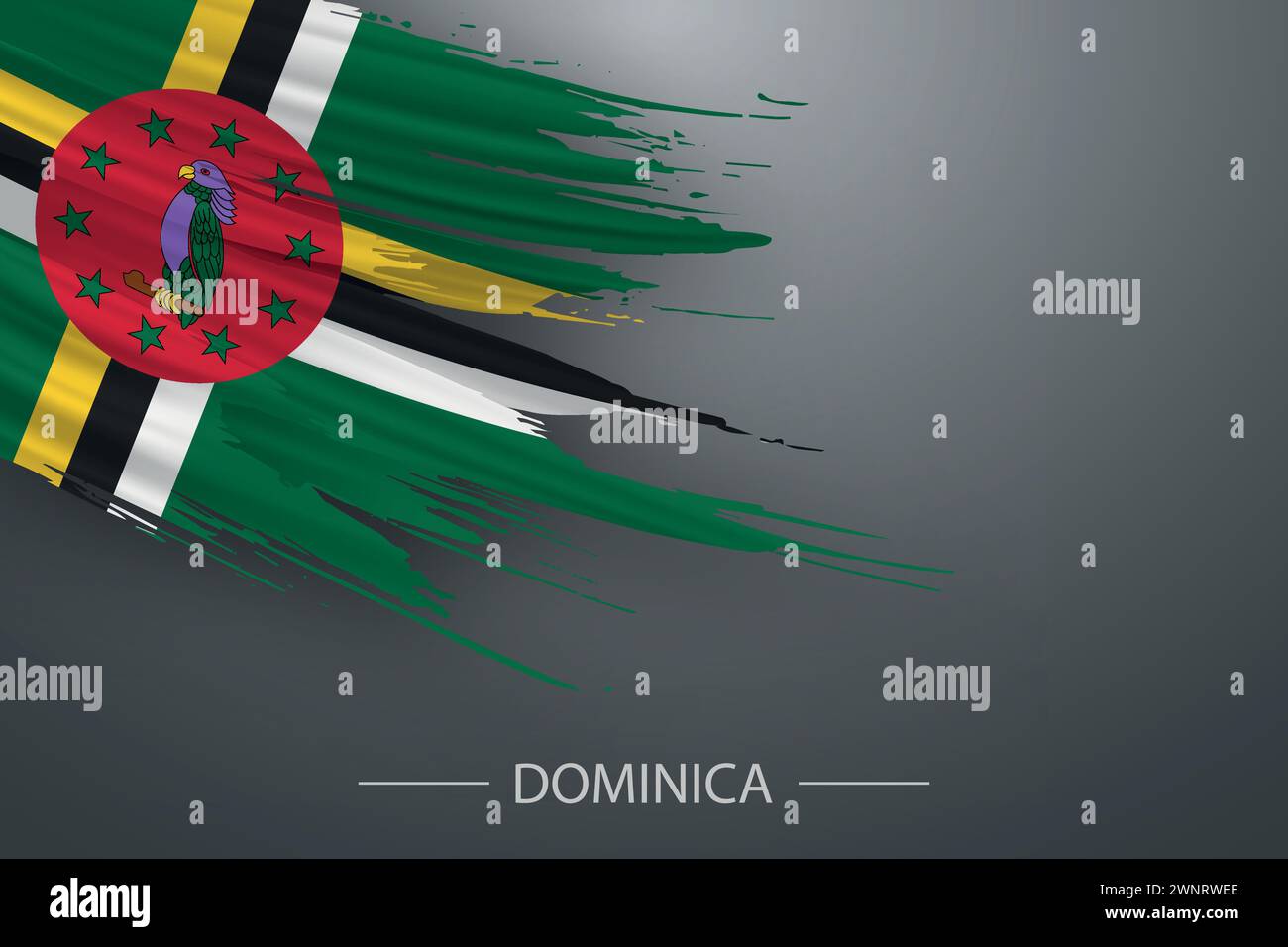 3d grunge brush stroke flag of Dominica, Template poster design Stock ...