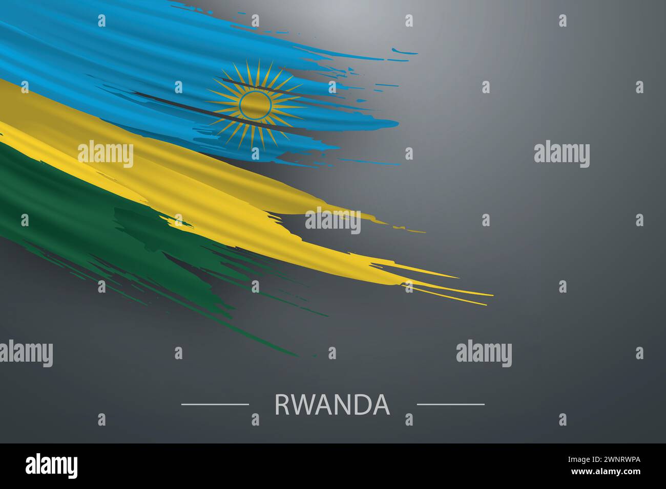 3d grunge brush stroke flag of Rwanda, Template poster design Stock ...