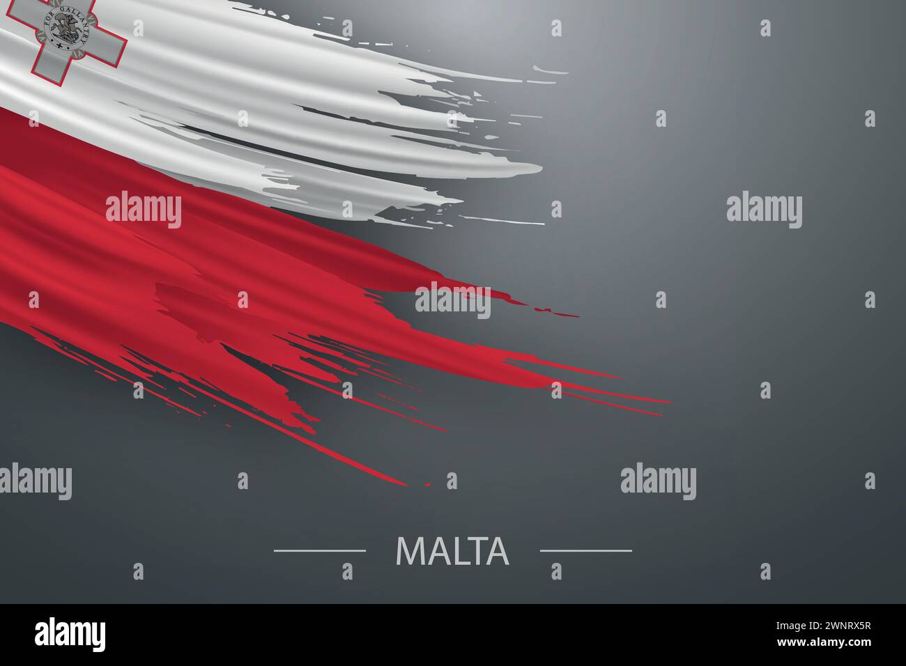 3d grunge brush stroke flag of Malta, Template poster design Stock ...