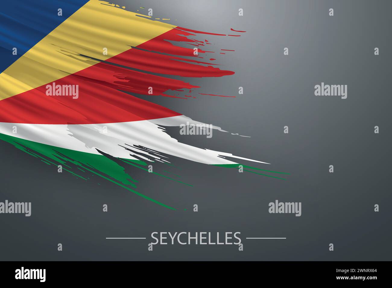 3d grunge brush stroke flag of Seychelles, Template poster design Stock ...