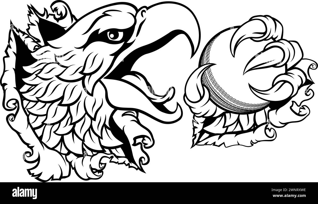 Bald Eagle Hawk Ripping Cricket Ball Mascot Stock Vector Image & Art ...