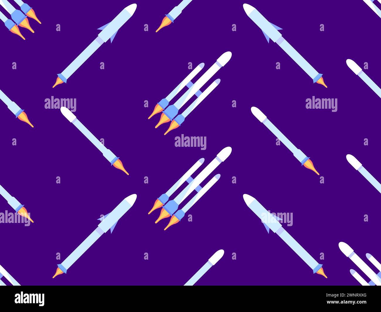 Spaceships seamless pattern. Orbital launch vehicle. Space rockets in ...