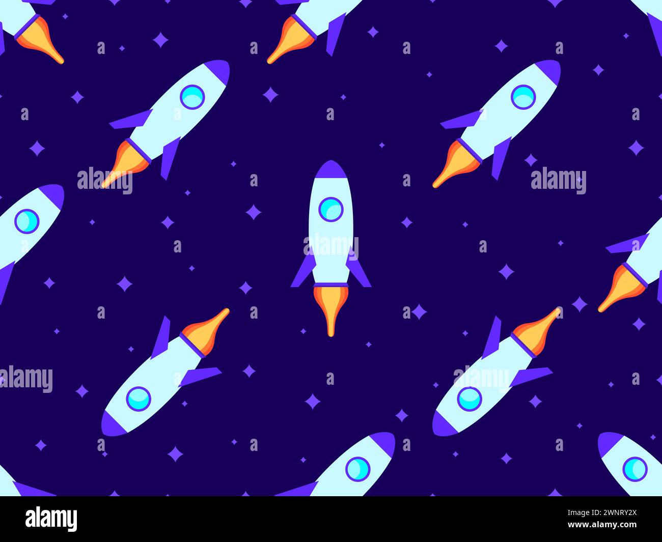 Spaceships seamless pattern. Orbital launch vehicle. Space rockets in ...