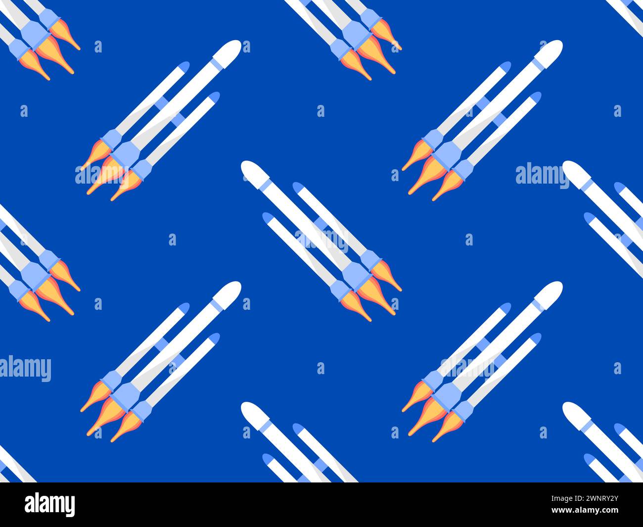 Spaceships seamless pattern. Orbital launch vehicle. Space rockets in ...