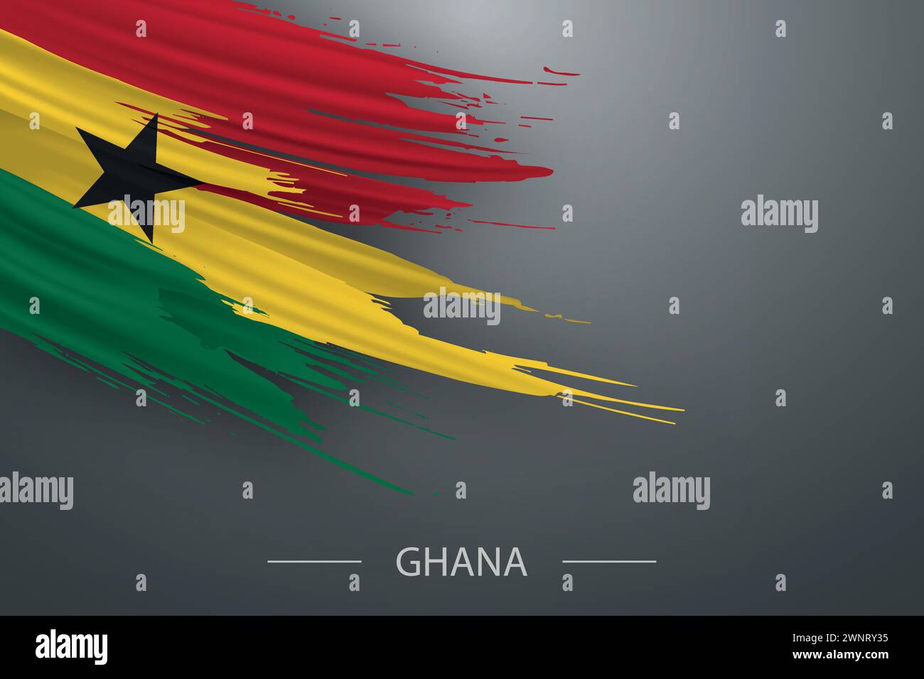 3d grunge brush stroke flag of Ghana, Template poster design Stock ...