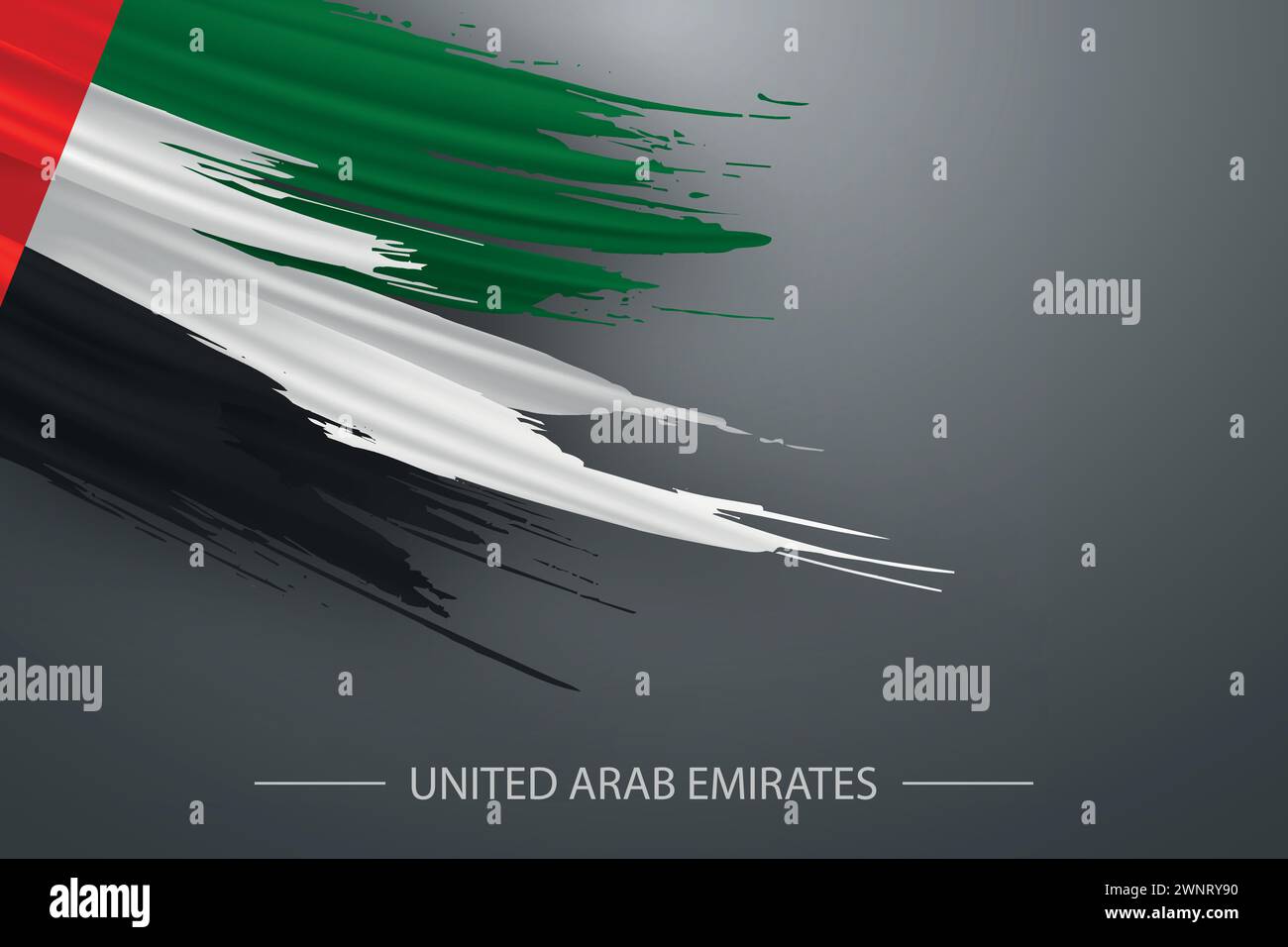3d grunge brush stroke flag of United Arab Emirates, Template poster ...