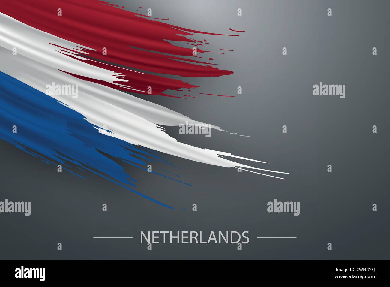 3d grunge brush stroke flag of Netherlands, Template poster design ...