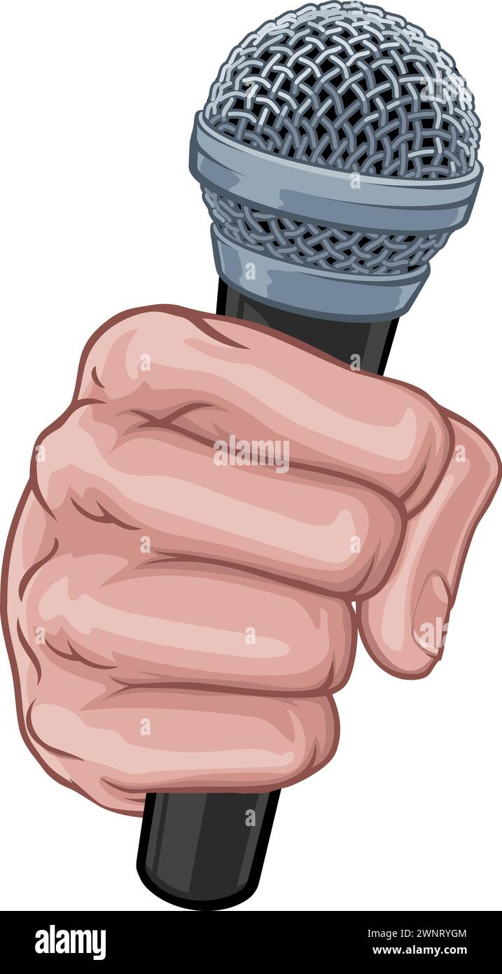 Microphone Fist Hand Comic Book Pop Art Cartoon Stock Vector Image ...