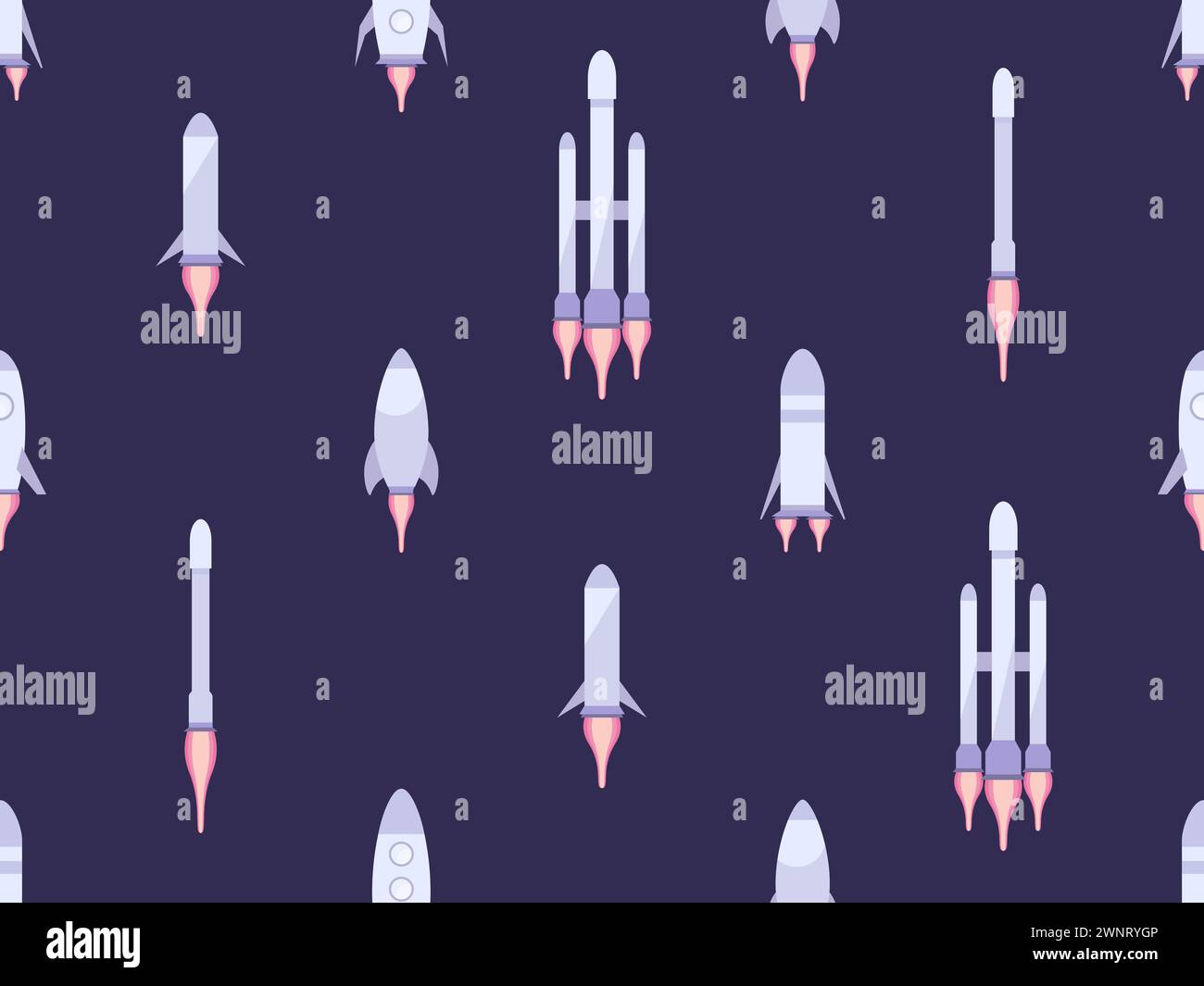 Seamless pattern with space rockets. Orbital launch vehicle. Spacecraft ...