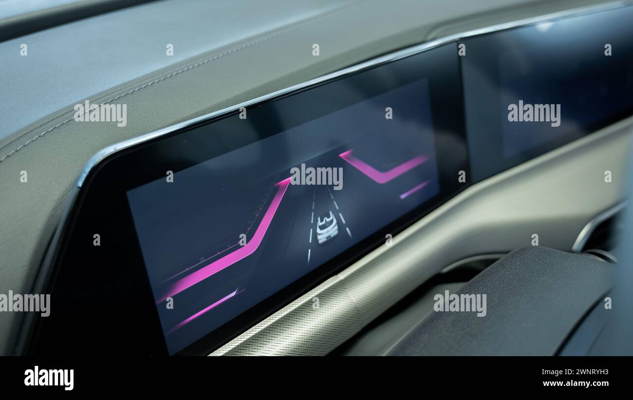 Close-up of an electronic dashboard in a modern car Stock Photo - Alamy