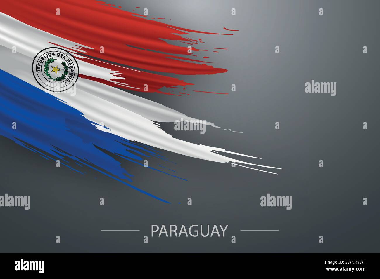 3d grunge brush stroke flag of Paraguay, Template poster design Stock ...