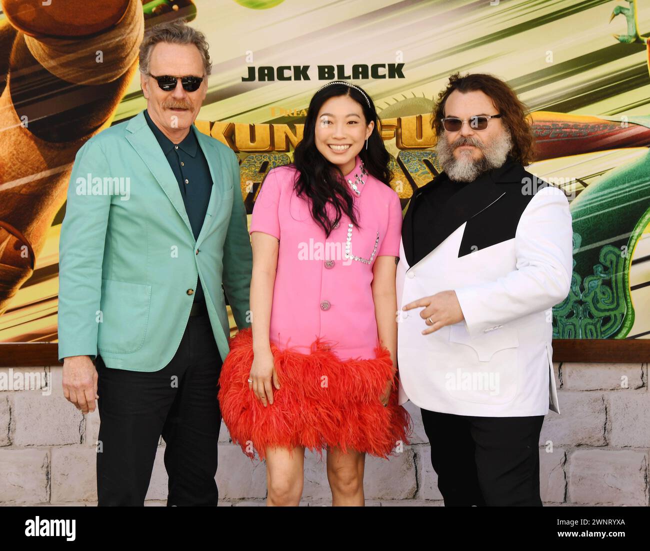 LOS ANGELES, CALIFORNIA - MARCH 03: (L-R) Bryan Cranston, Awkwafina and ...