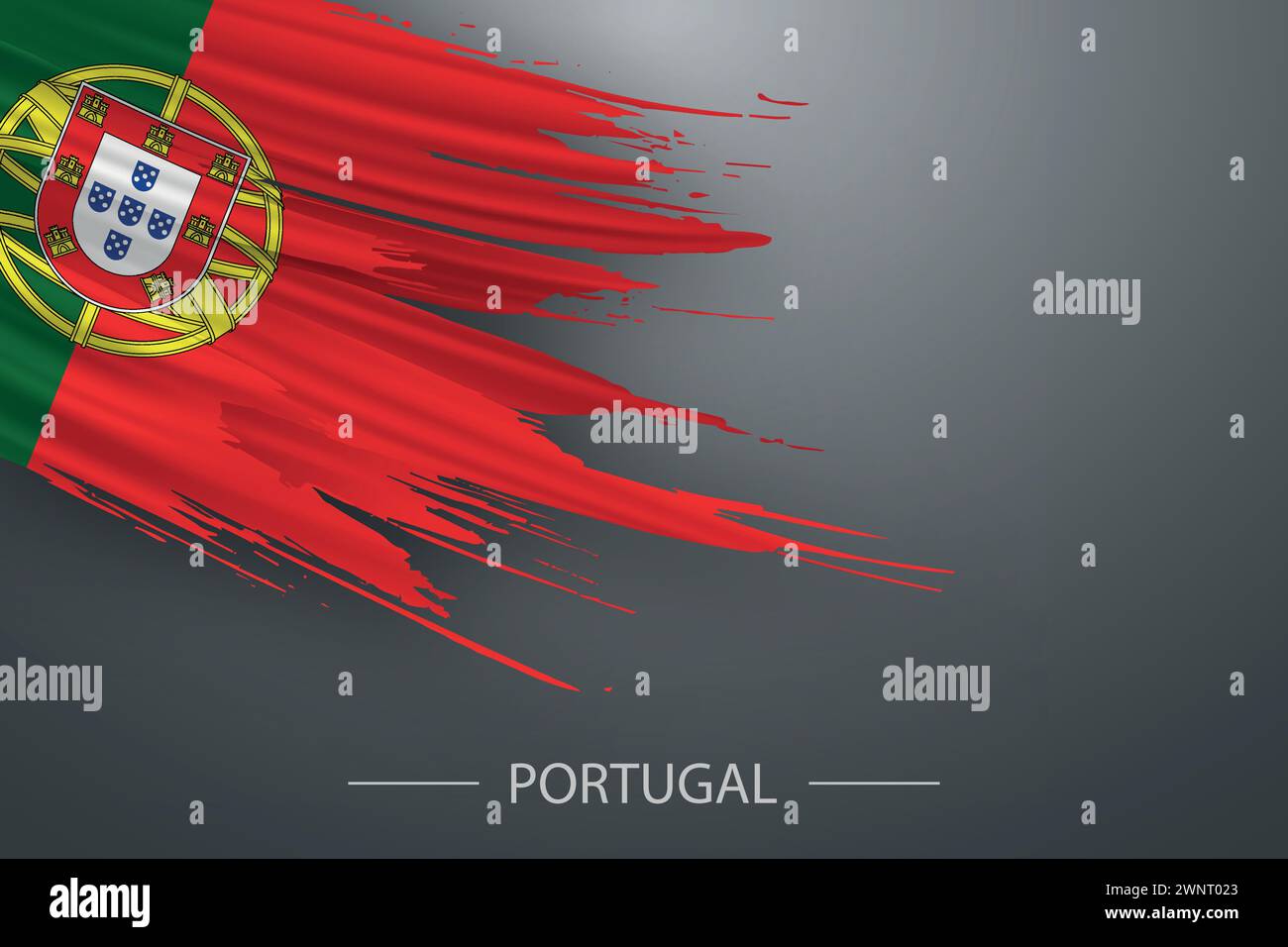 3d grunge brush stroke flag of Portugal, Template poster design Stock ...