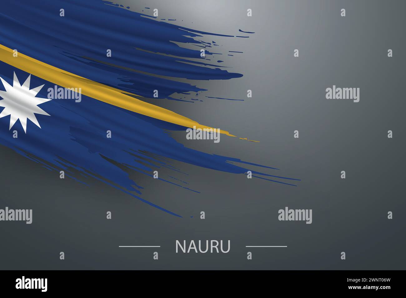 3d grunge brush stroke flag of Nauru, Template poster design Stock ...
