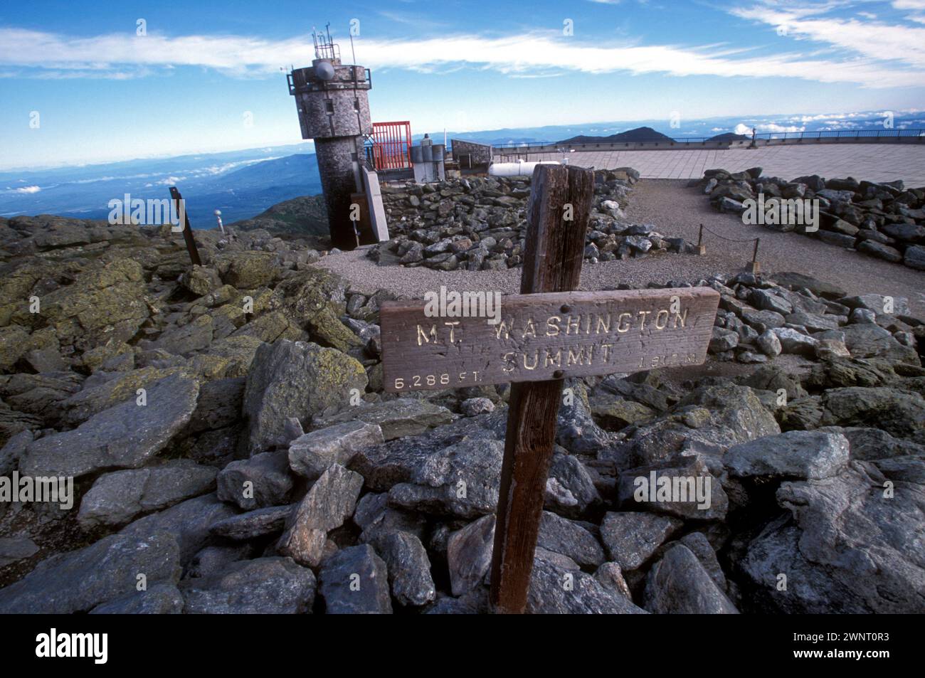 On top of Mount Washington, the highest point in New Hampshire Stock ...