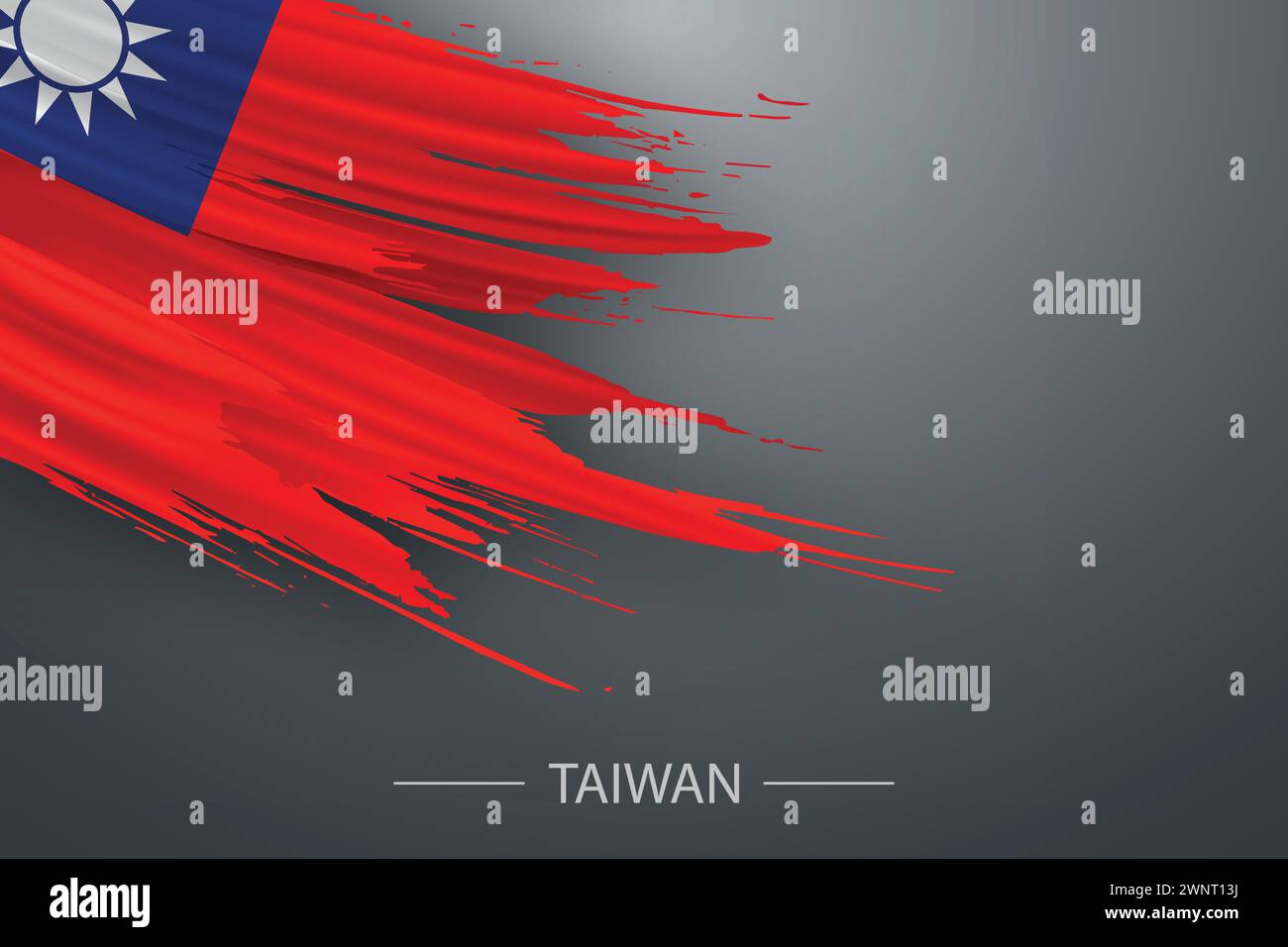 3d grunge brush stroke flag of Taiwan, Template poster design Stock ...