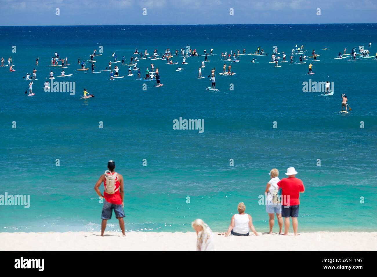 Paddleboard Race At Sunset Beach On Oahu's North Shore Stock Photo - Alamy