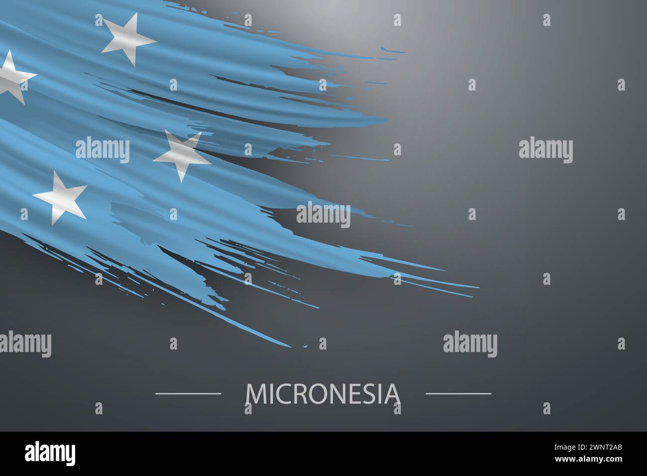 3d grunge brush stroke flag of Micronesia, Template poster design Stock ...
