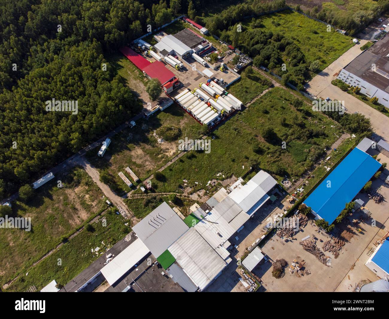 An overhead shot capturing the lively operations of an industrial ...