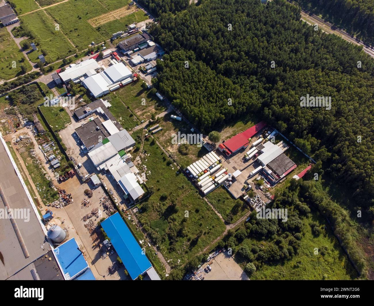 An overhead shot capturing an expansive industrial area, showcasing ...