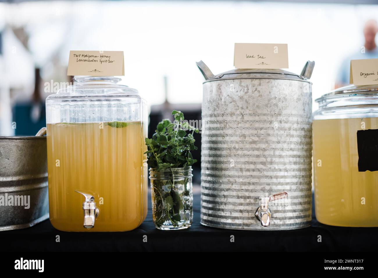 Aluminum and Glass Rustic Drink Dispensers Stock Photo - Alamy