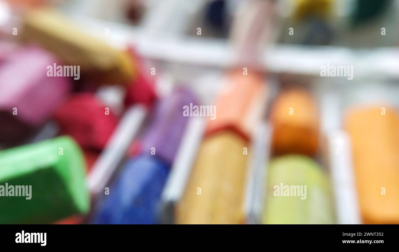 Macro blur photo of colorful crayon objects Stock Photo - Alamy