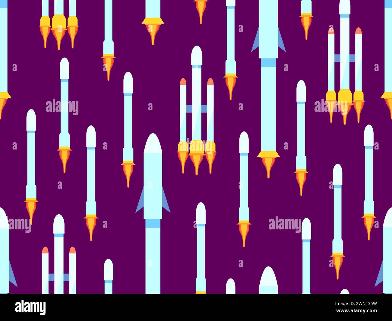 Seamless pattern with space rockets. Orbital launch vehicle. Spacecraft for launching cargo into ...