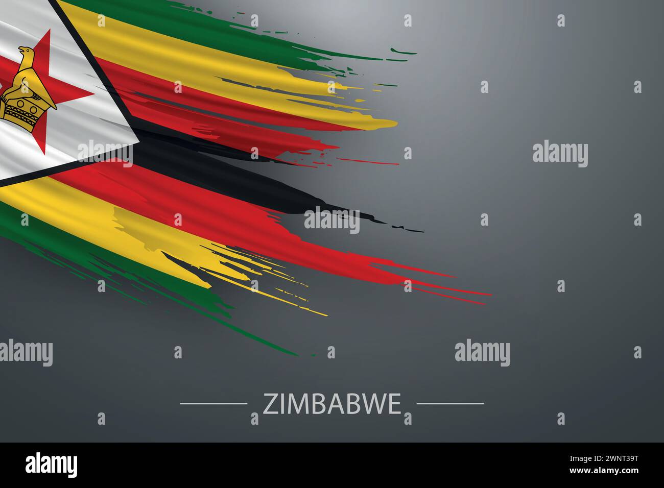 3d grunge brush stroke flag of Zimbabwe, Template poster design Stock ...