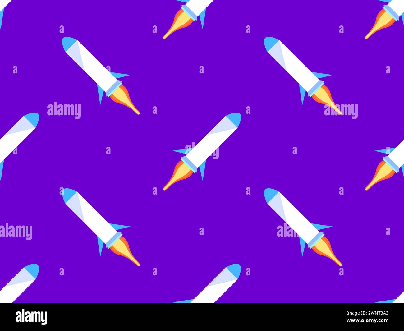 Spaceships seamless pattern. Orbital launch vehicle. Space rockets in ...