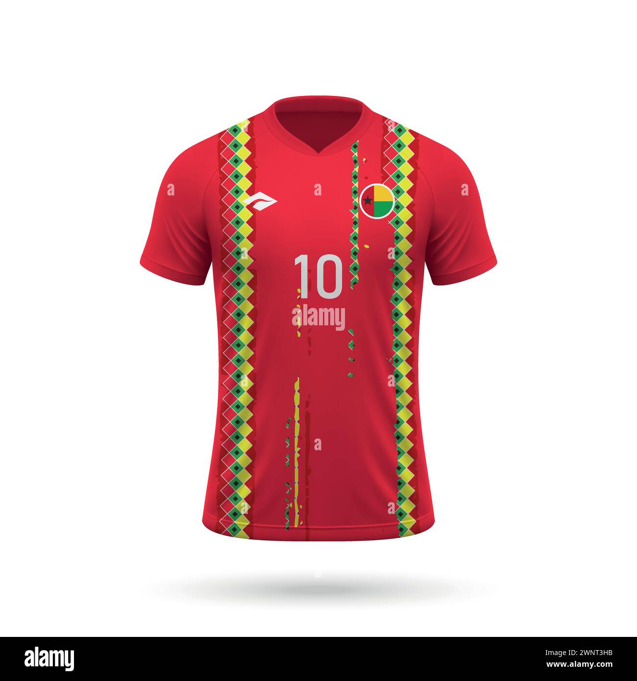 3d realistic soccer jersey Guinea-Bissau national team, shirt template ...