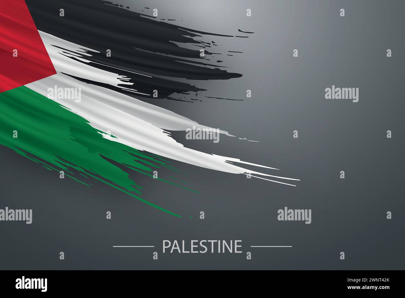 3d grunge brush stroke flag of Palestine, Template poster design Stock ...