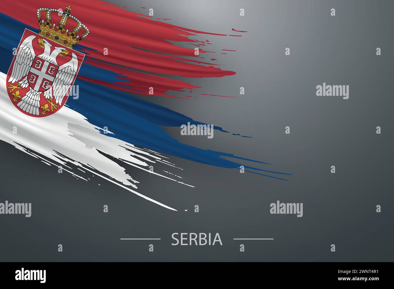3d grunge brush stroke flag of Serbia, Template poster design Stock ...