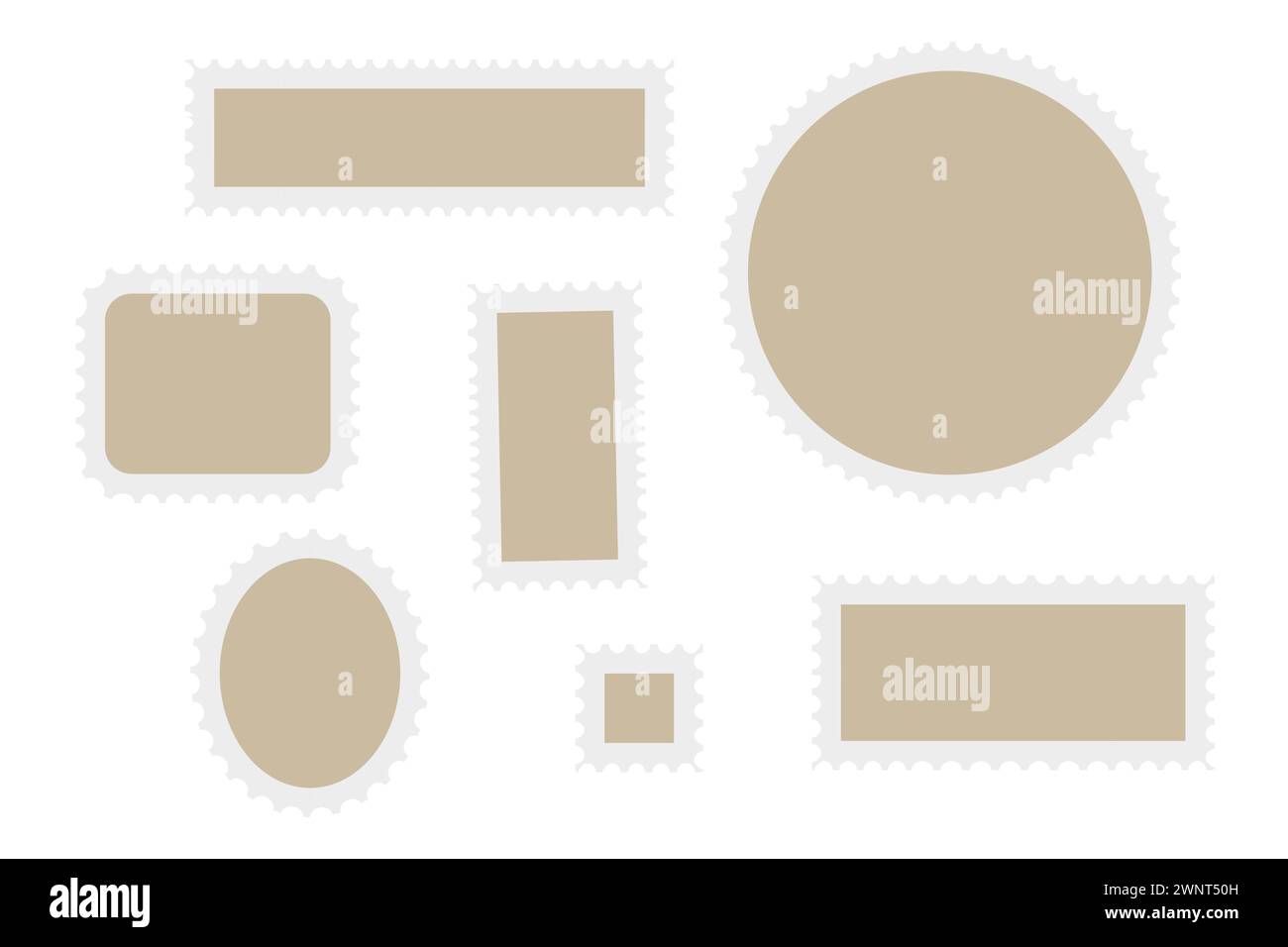 Postage Stamp Frames Set Blank Vintage Postage Stamps With Perforated