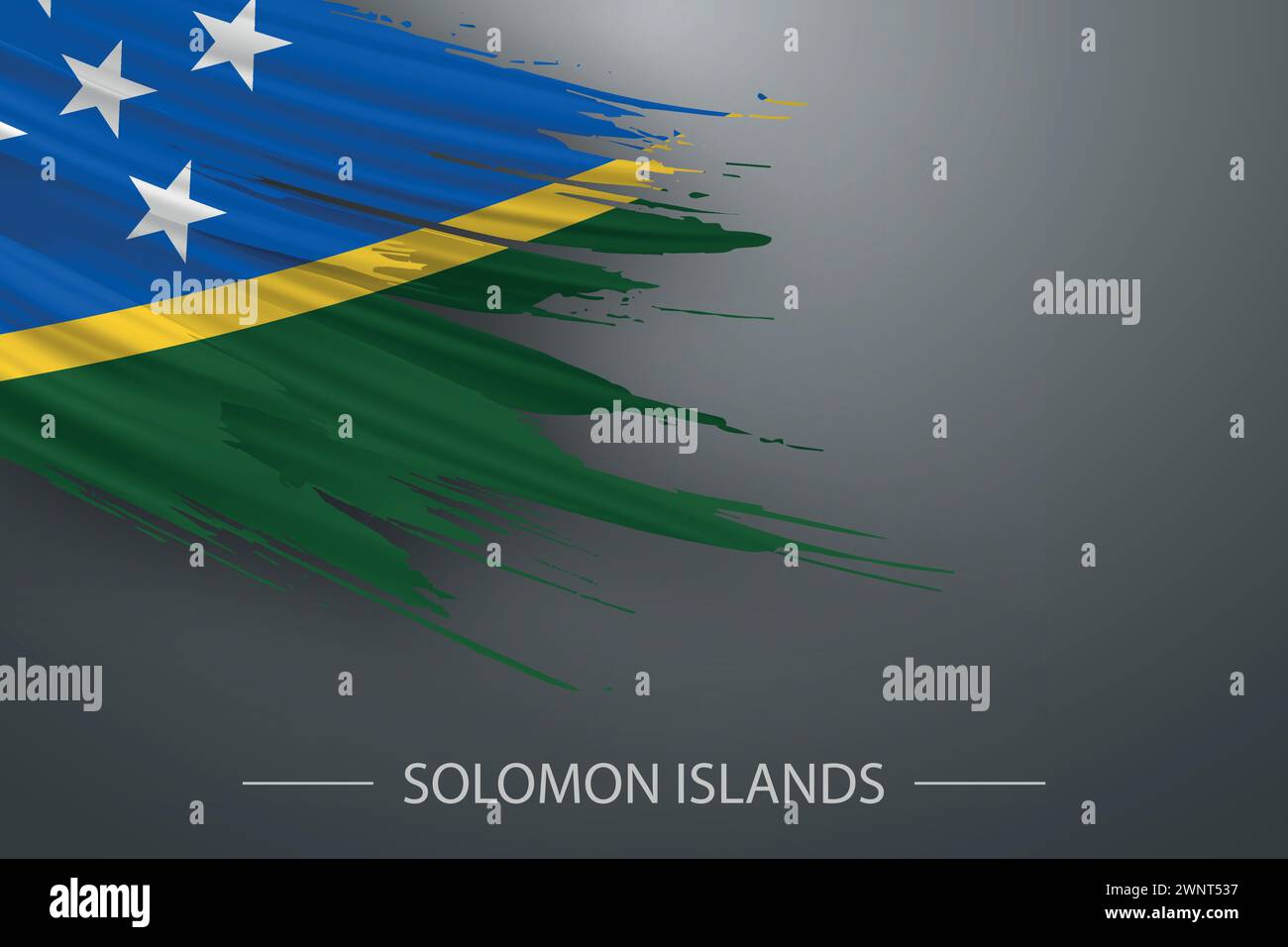 3d grunge brush stroke flag of Solomon Islands, Template poster design ...