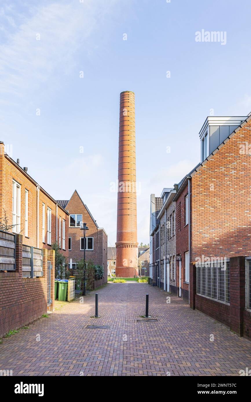 Modern newly build houses surrounding the old towers of the ENKA ...