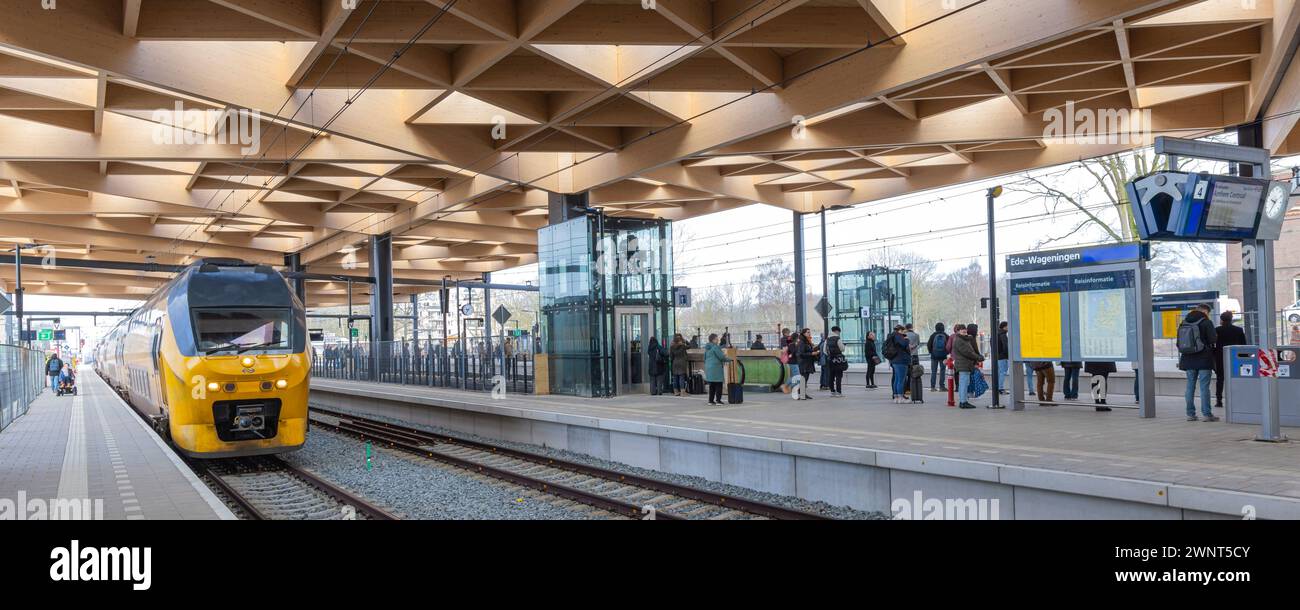 Ede, The Netherlands - March 1, 2024: Railway platform with train at ...
