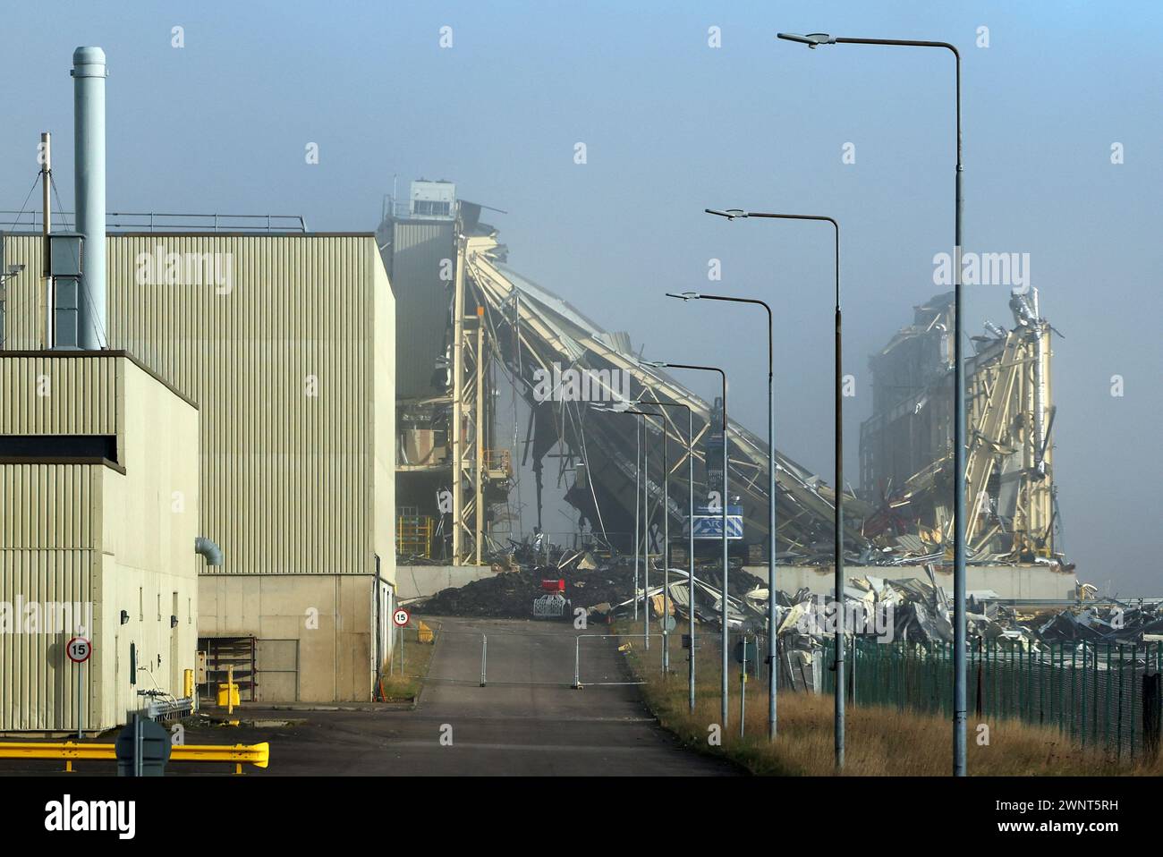 The former honda swindon car plant under demolition during a visit by prime minister rishi sunak ...